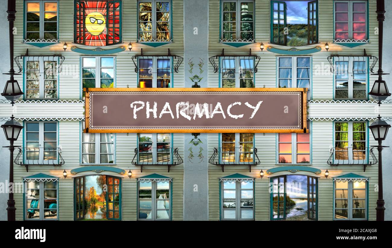Street Sign the Direction Way to Pharmacy Stock Photo - Alamy