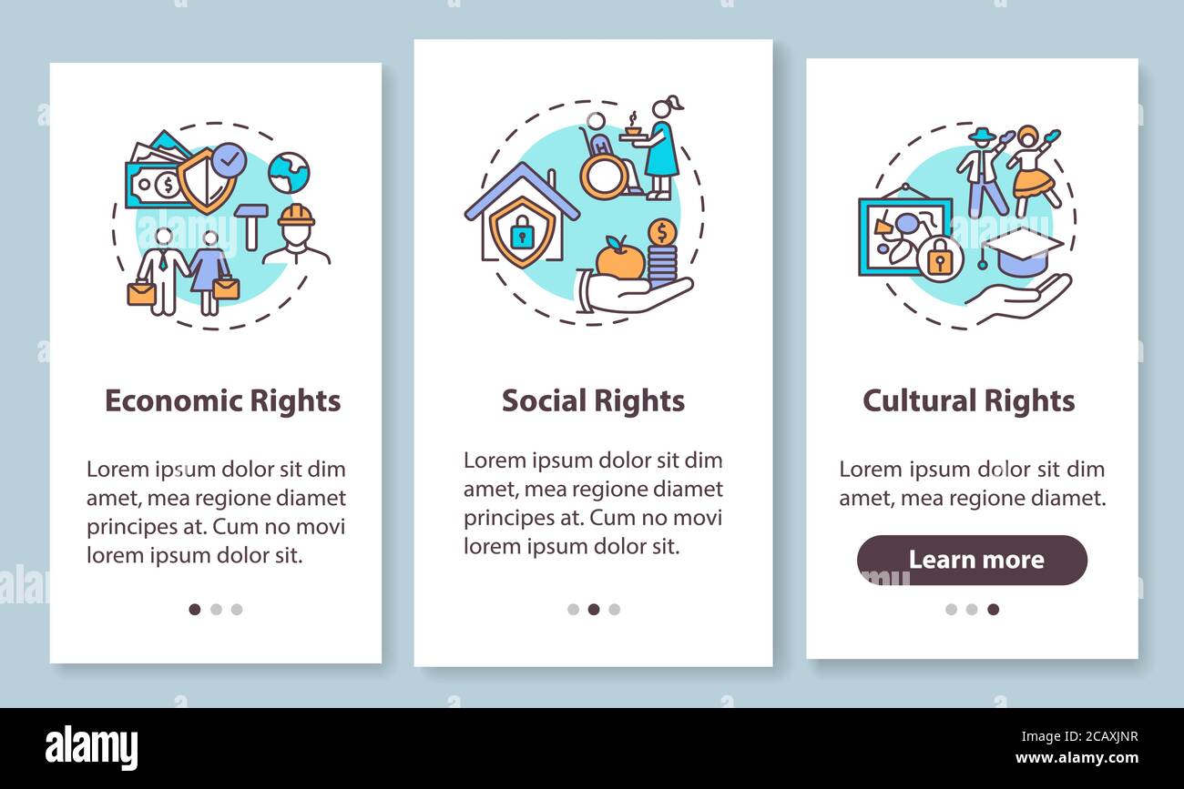 Human rights groups onboarding mobile app page screen with concepts ...
