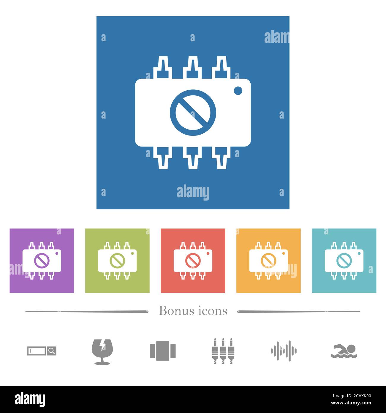 Hardware disabled flat white icons in square backgrounds. 6 bonus icons ...