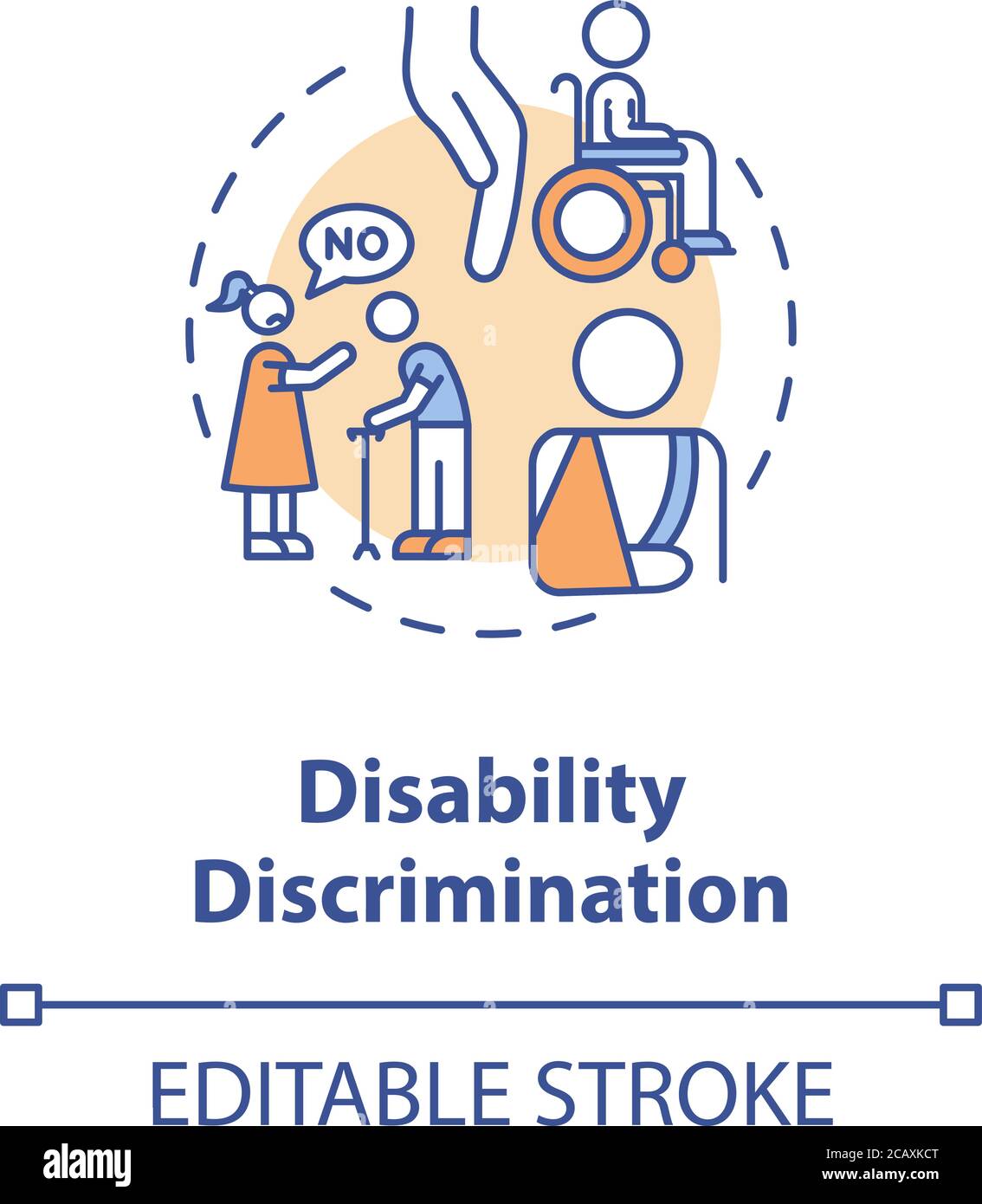 Disability discrimination concept icon. Disabled people prejudice idea ...
