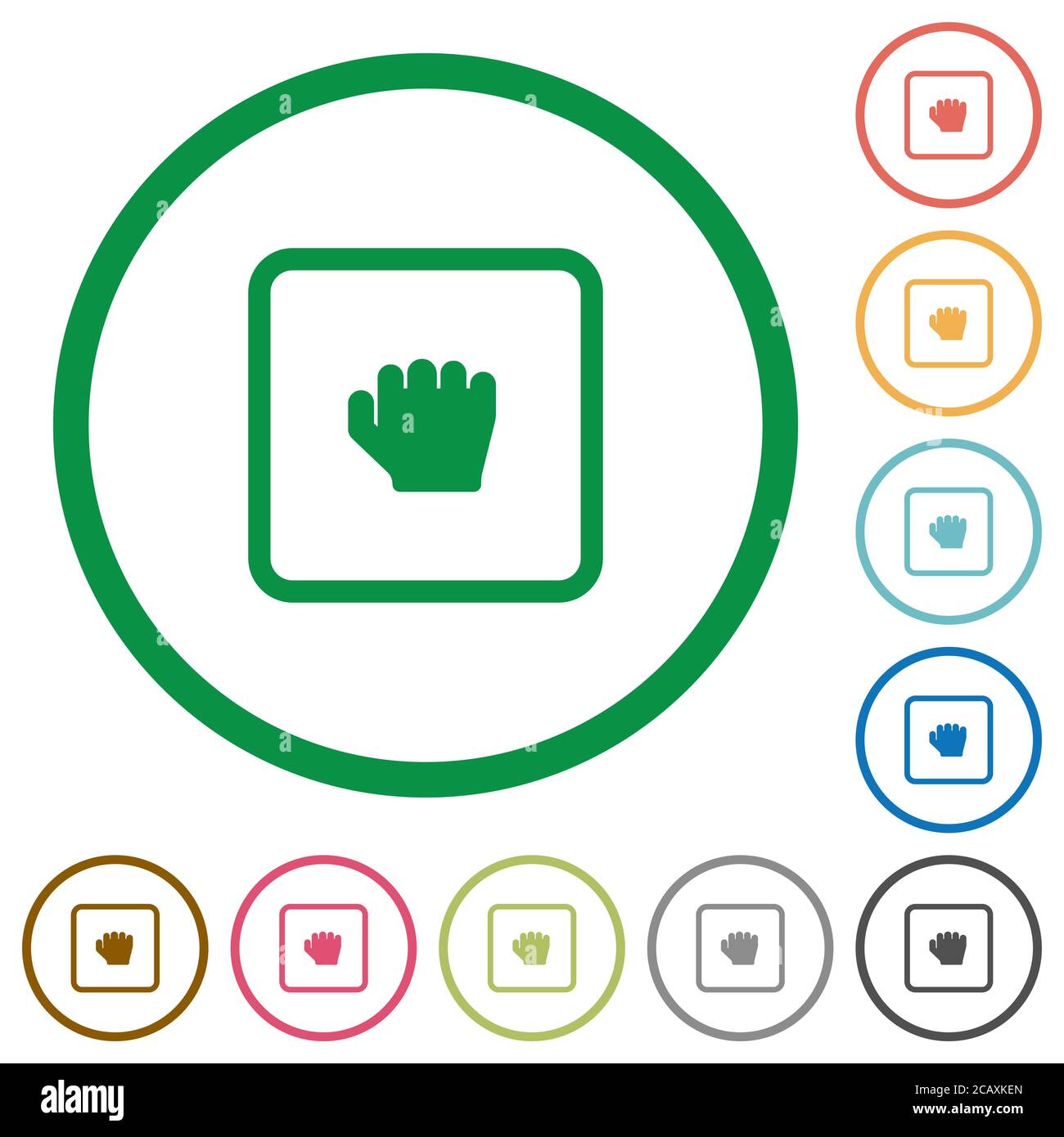 Grab object flat color icons in round outlines on white background ...