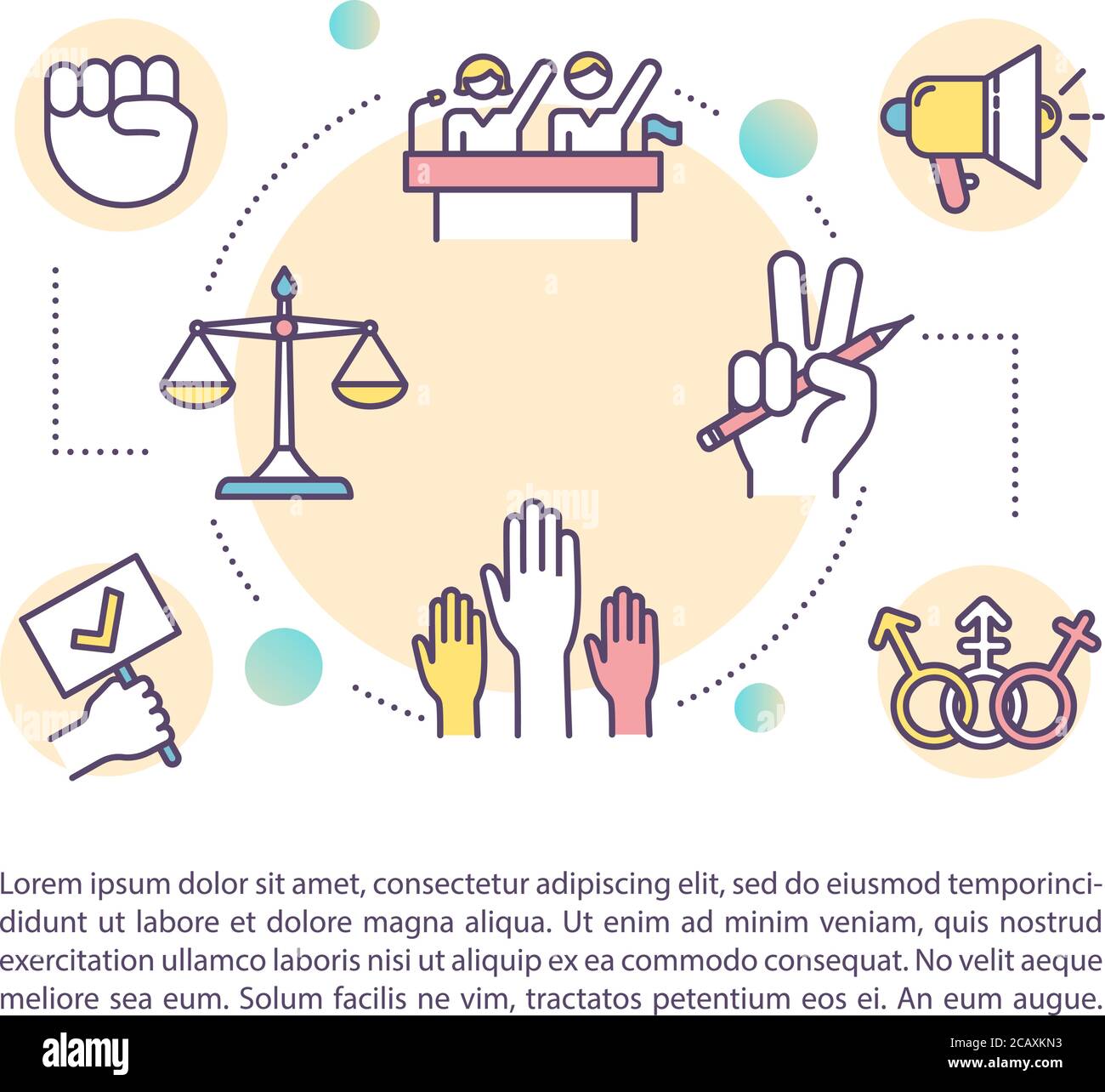 Civil rights concept icon with text. Individual freedoms protection ...