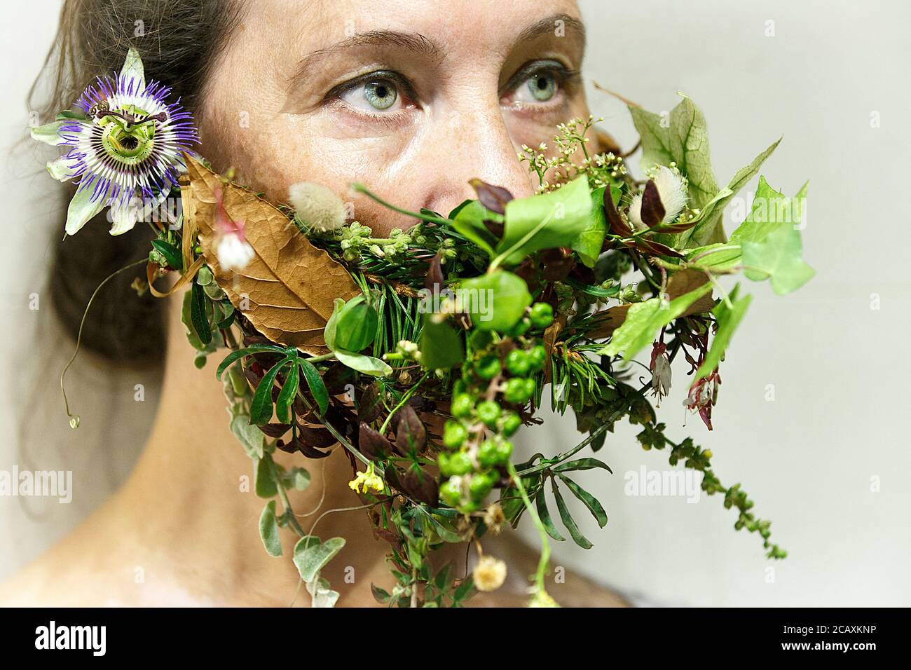 Woman face mask beauty flowers hi-res stock photography and images - Alamy