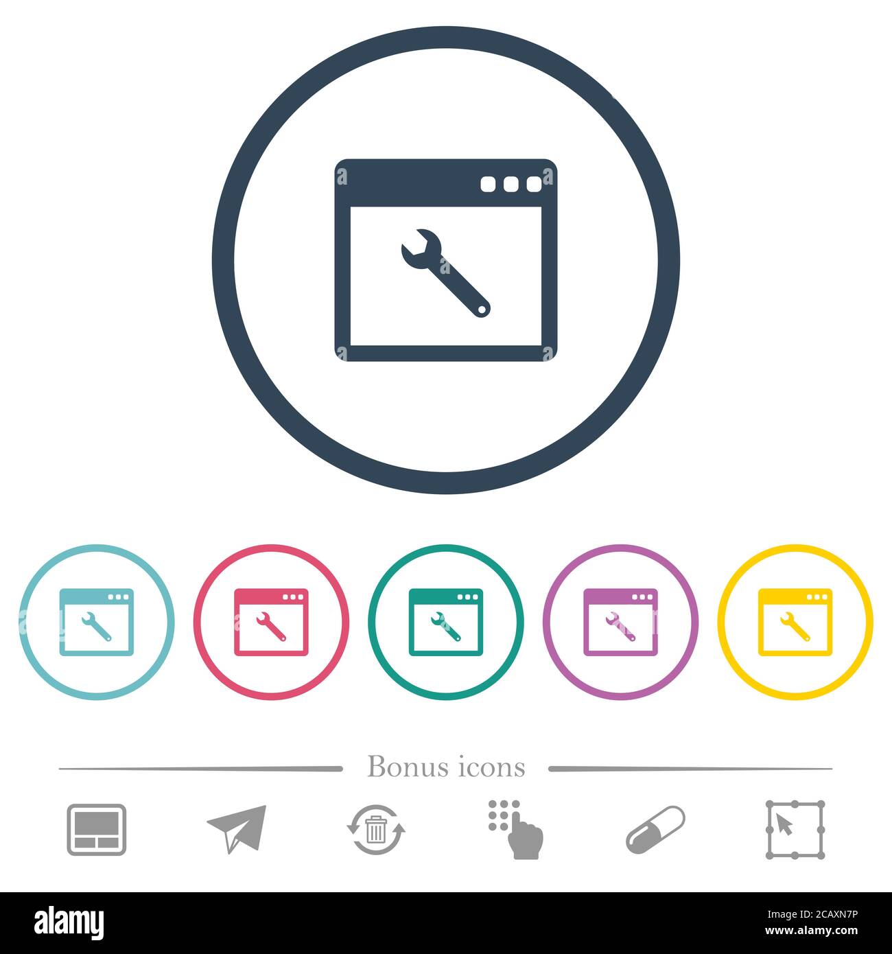 Application maintenance flat color icons in round outlines. 6 bonus ...