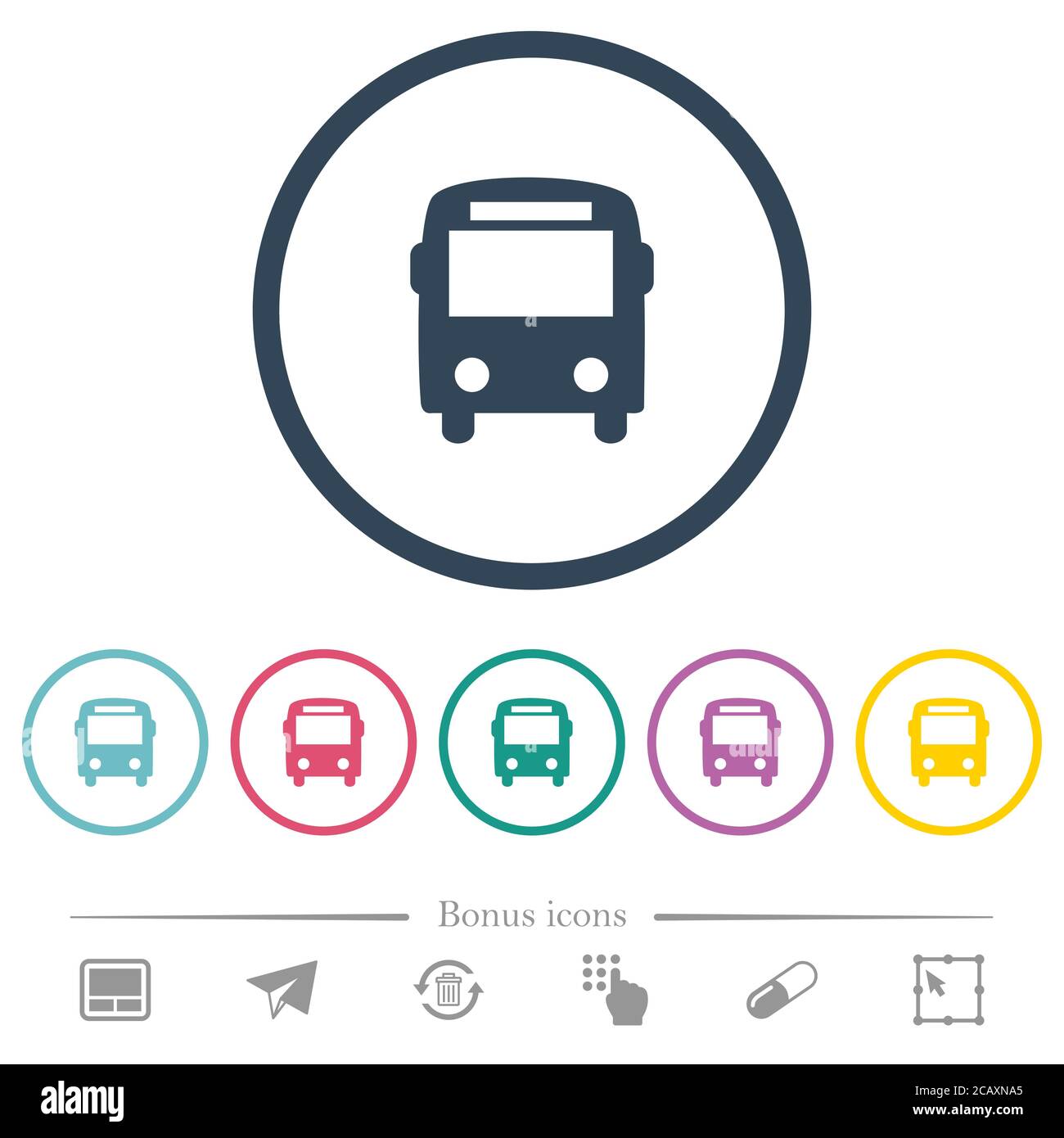 Bus flat color icons in round outlines. 6 bonus icons included Stock Vector Image & Art - Alamy