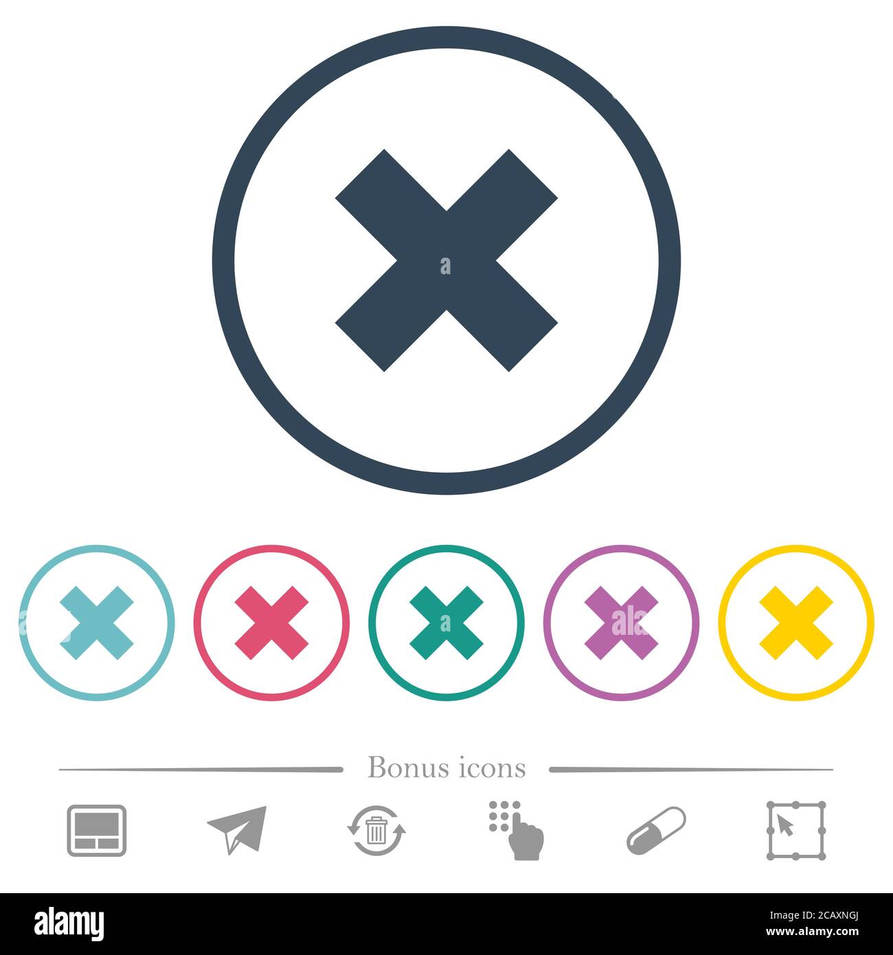 Cancel flat color icons in round outlines. 6 bonus icons included Stock ...