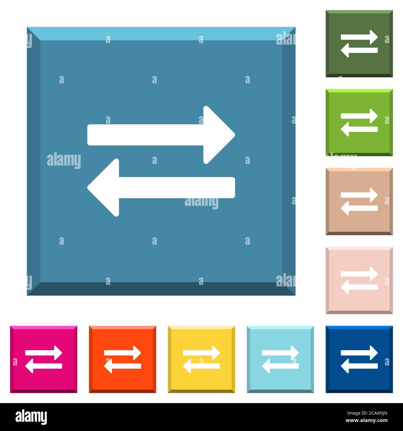 Exchange white icons on edged square buttons in various trendy colors ...