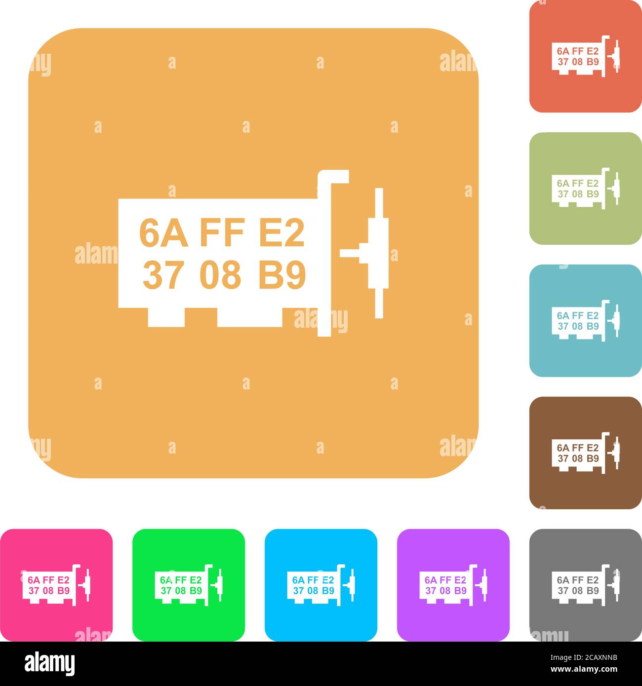 Network mac address flat icons on rounded square vivid color ...
