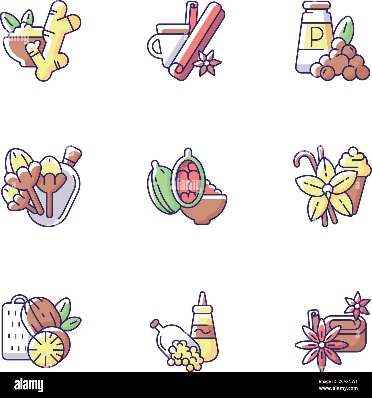 Culinary herbs and spices RGB color icons set. Aromatic flavoring ... Culinary herbs and spices RGB color icons set. Aromatic flavoring ...