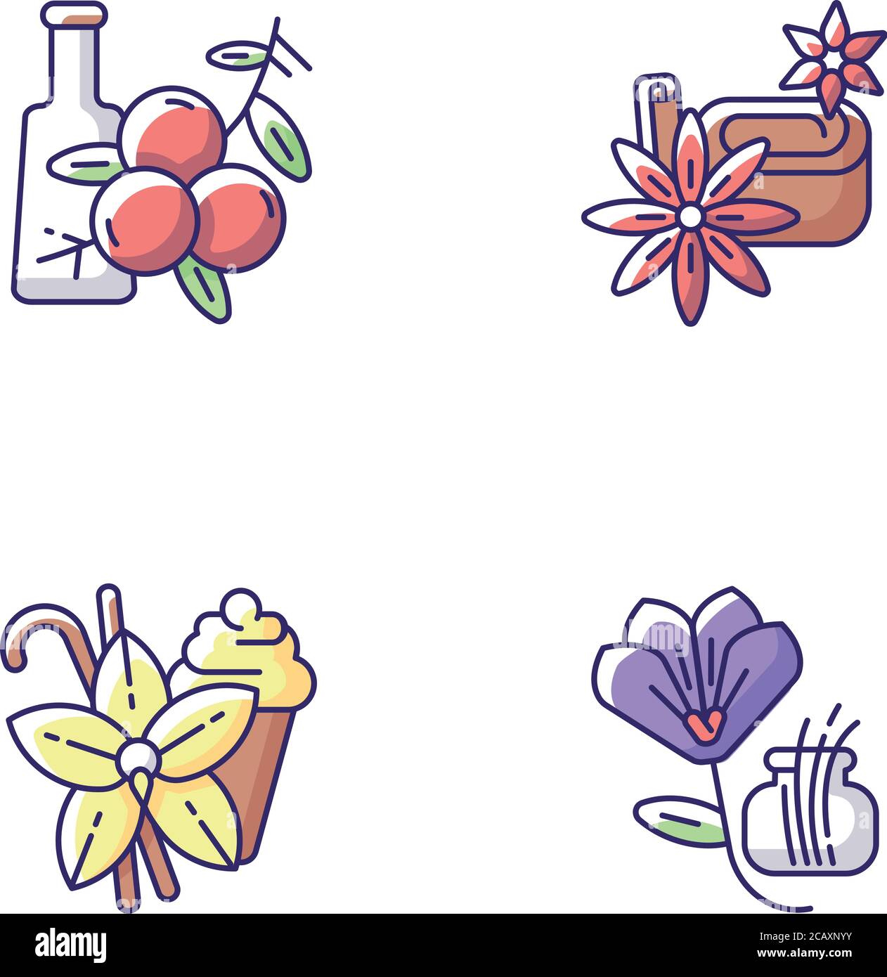 Spices RGB color icons set. Aromatic flavoring. Food seasoning. Cooking ...