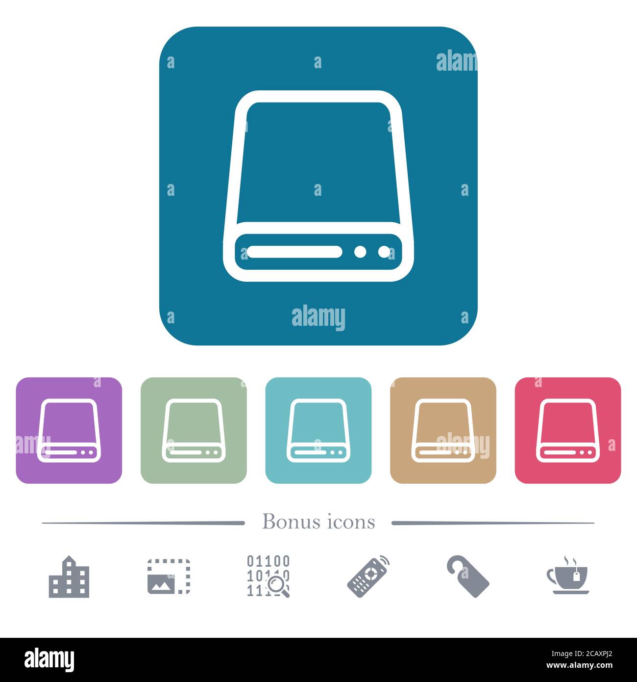 Hard disk drive white flat icons on color rounded square backgrounds. 6 ...