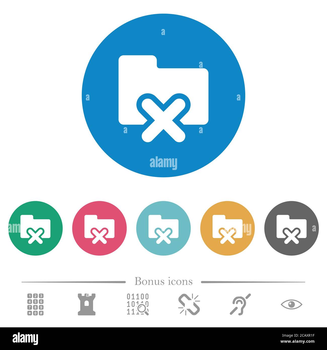 Cancel folder flat white icons on round color backgrounds. 6 bonus ...