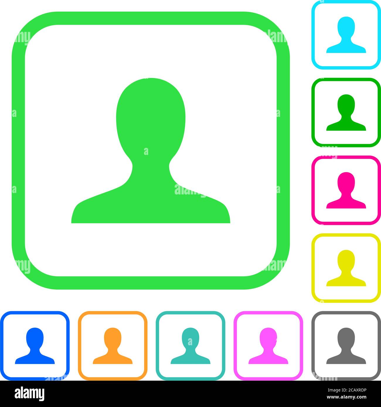 User avatar vivid colored flat icons in curved borders on white ...