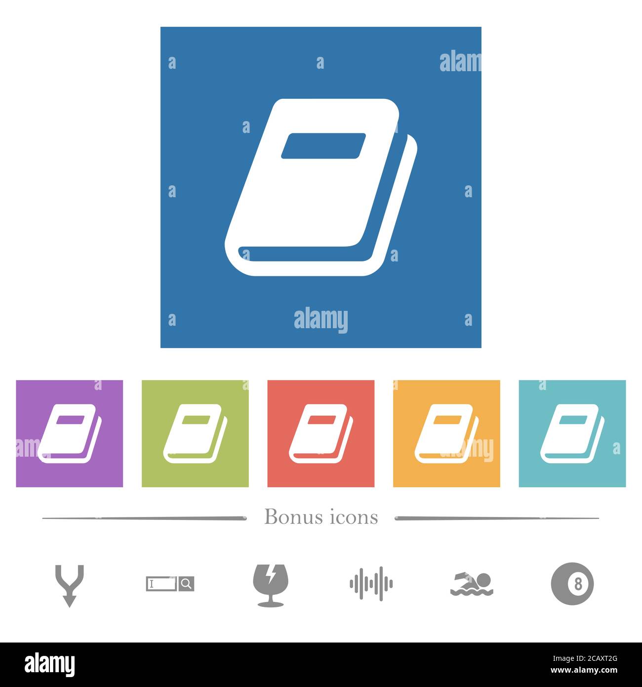 Personal diary flat white icons in square backgrounds. 6 bonus icons ...