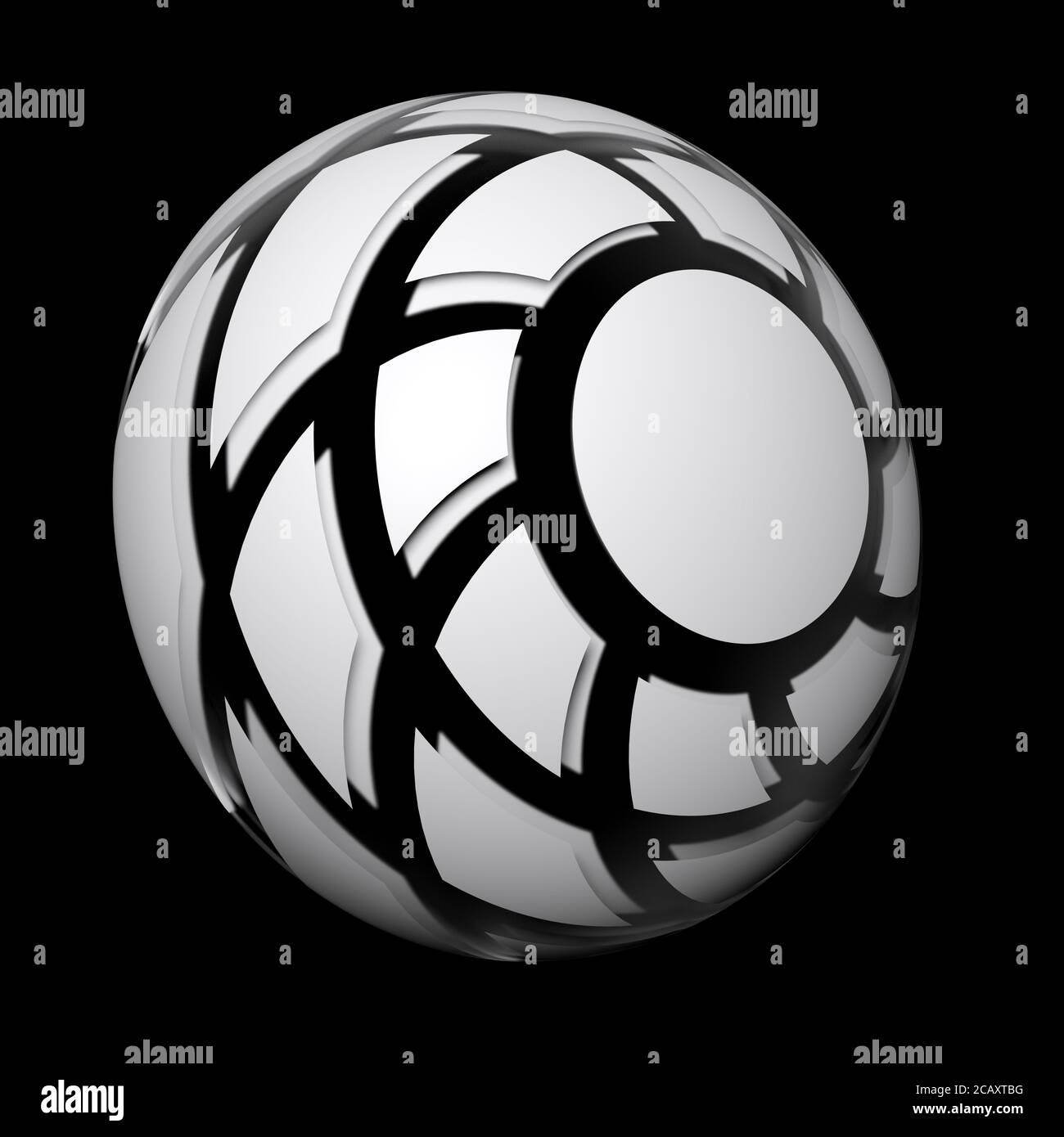 Spiral hemisphere white colored on black background - 3D rendering ...