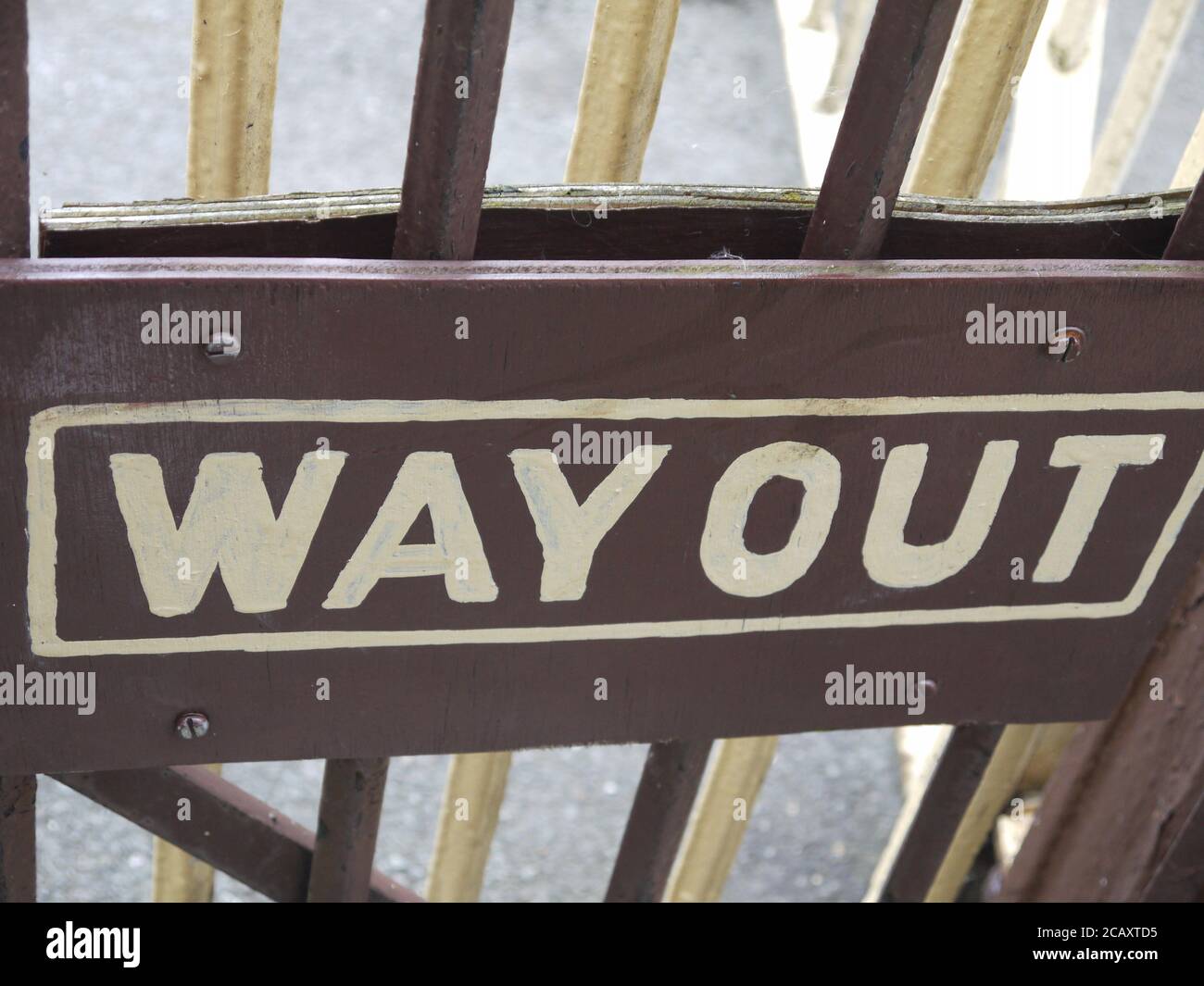 Close up of a Way Out Sign at a Welsh Railway Station Stock Photo - Alamy