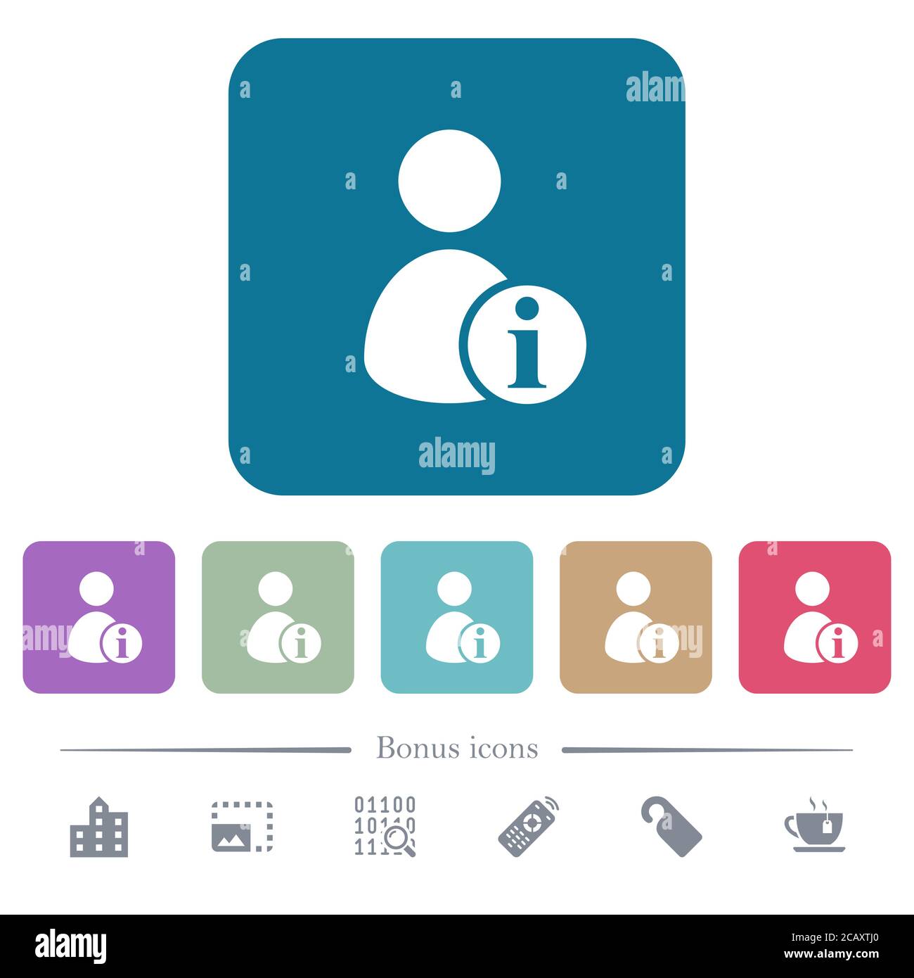 User account information white flat icons on color rounded square ...