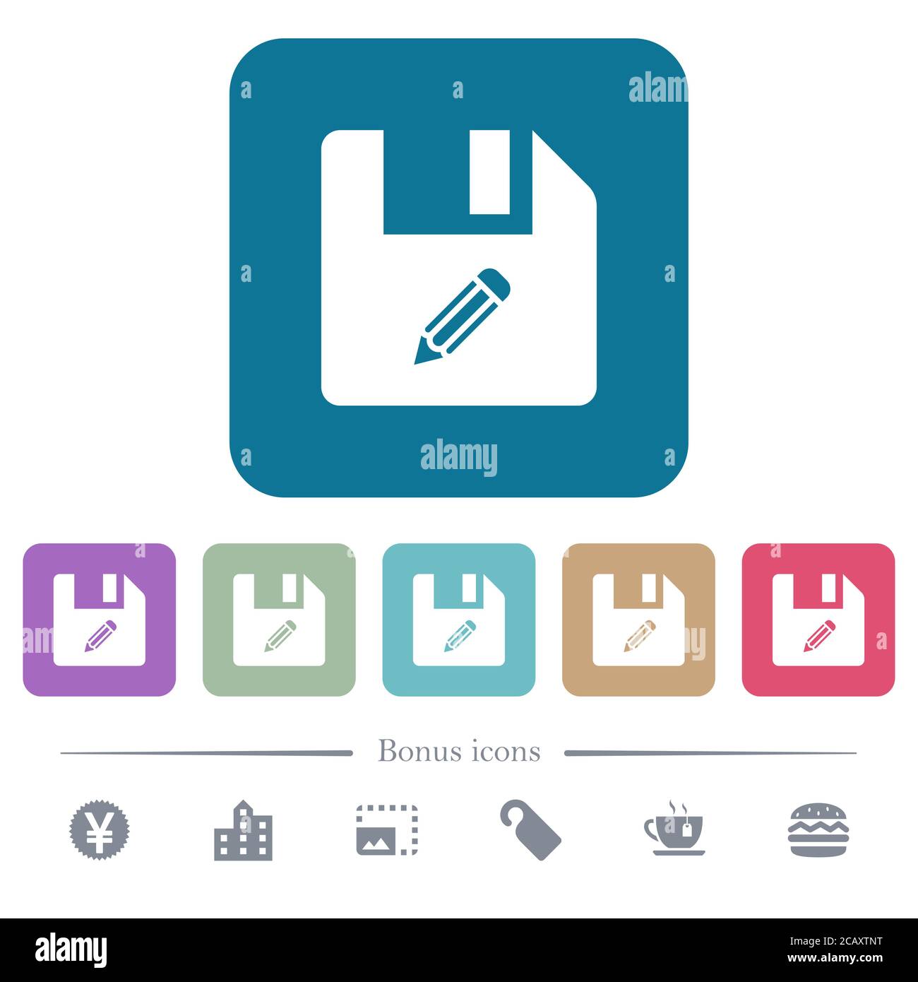 Edit file white flat icons on color rounded square backgrounds. 6 bonus ...