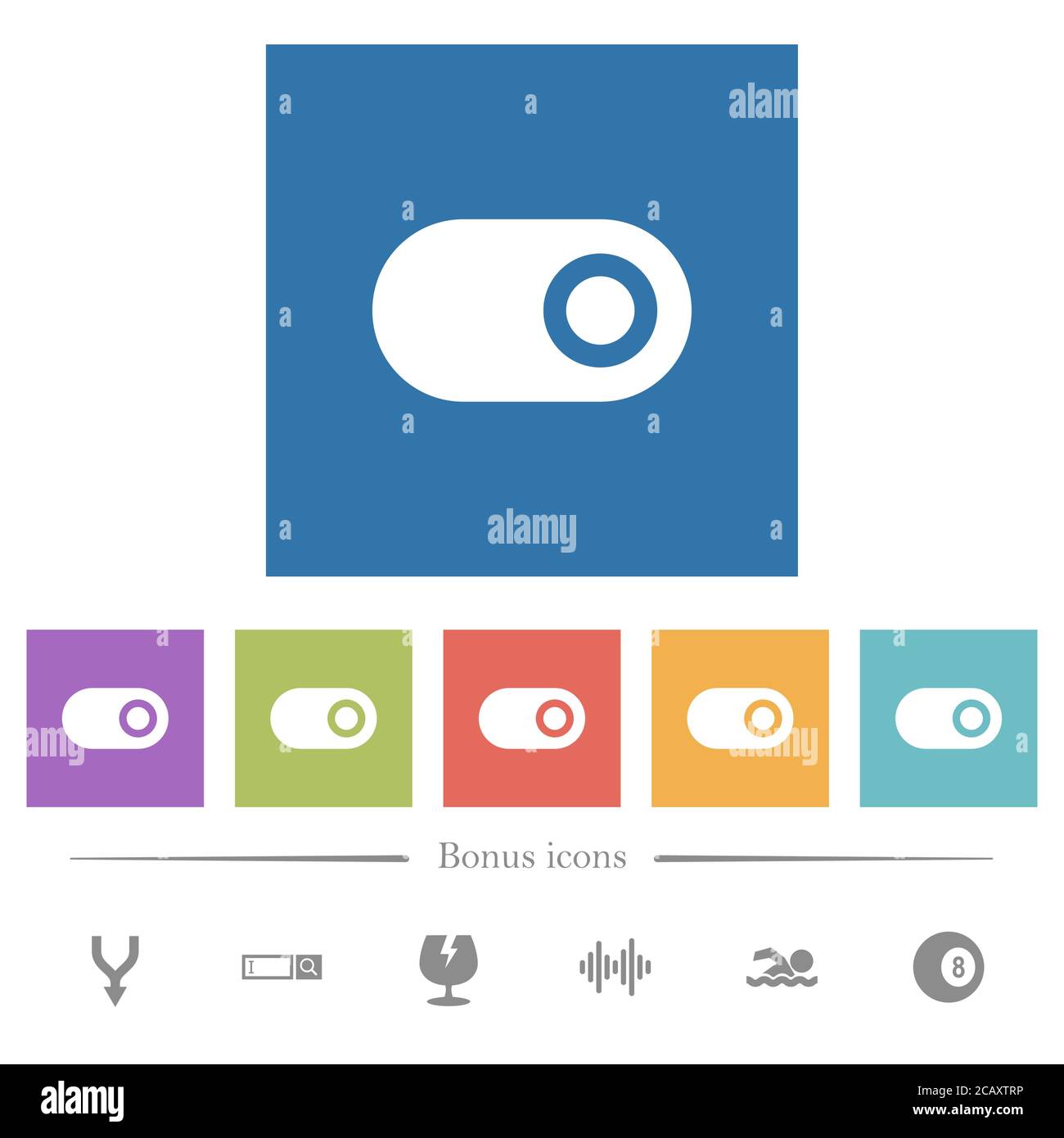 Single horizontal toggle flat white icons in square backgrounds. 6 ...
