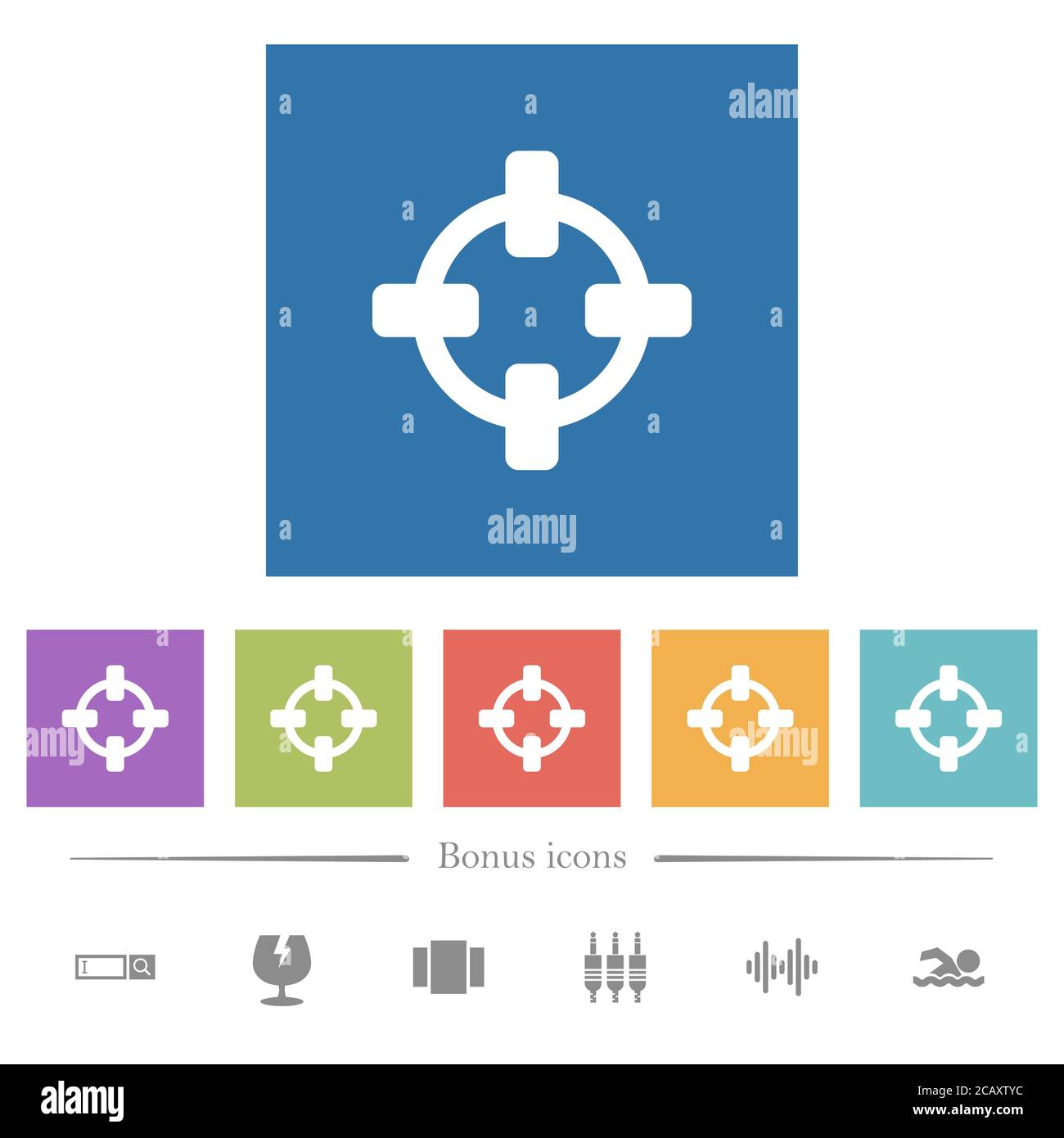 Target flat white icons in square backgrounds. 6 bonus icons included ...