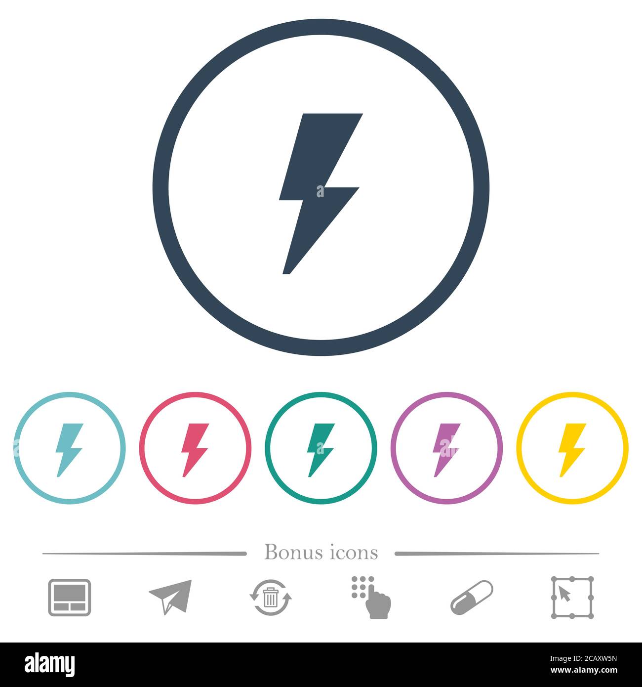 Flash flat color icons in round outlines. 6 bonus icons included Stock ...