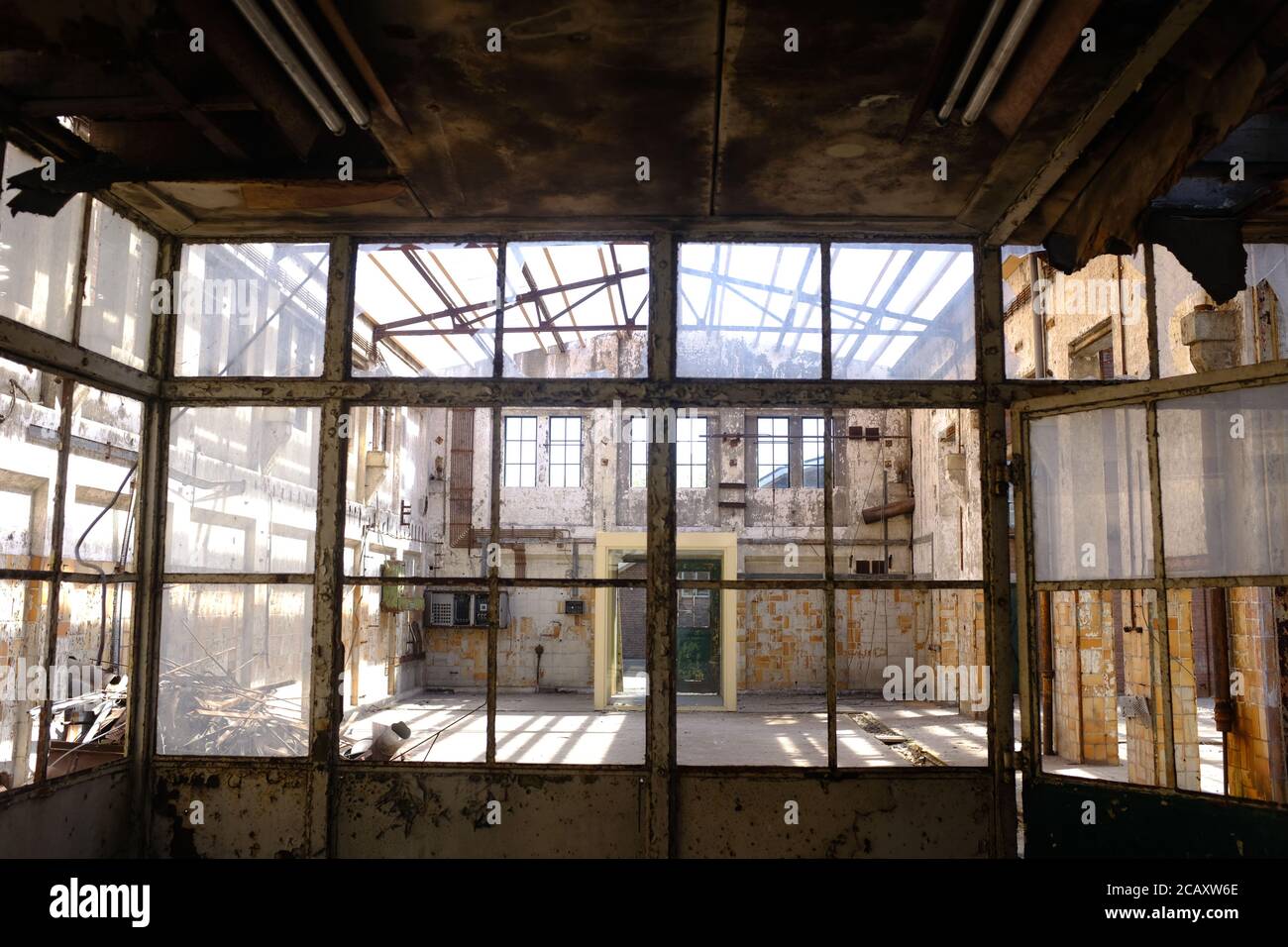 Abandoned industrial warehouse building on old industrial park called ...