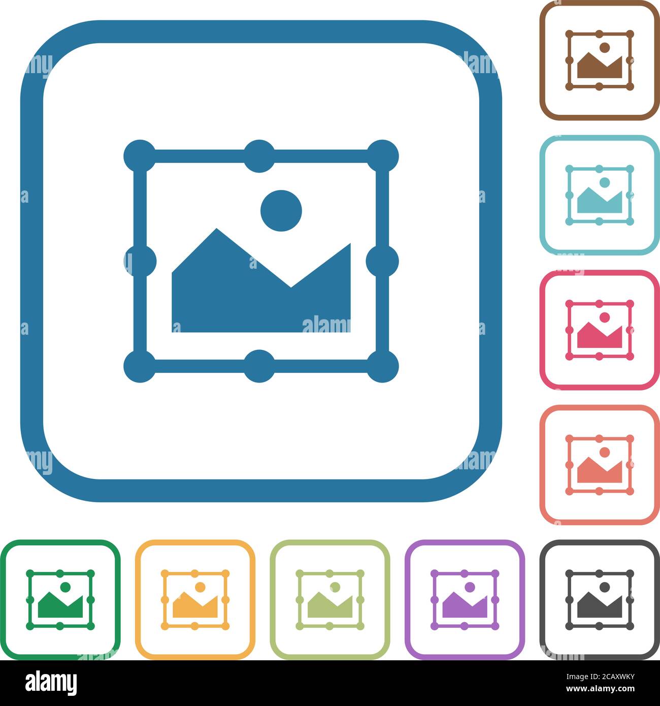 Image Free Transform Simple Icons In Color Rounded Square Frames On White Background Stock