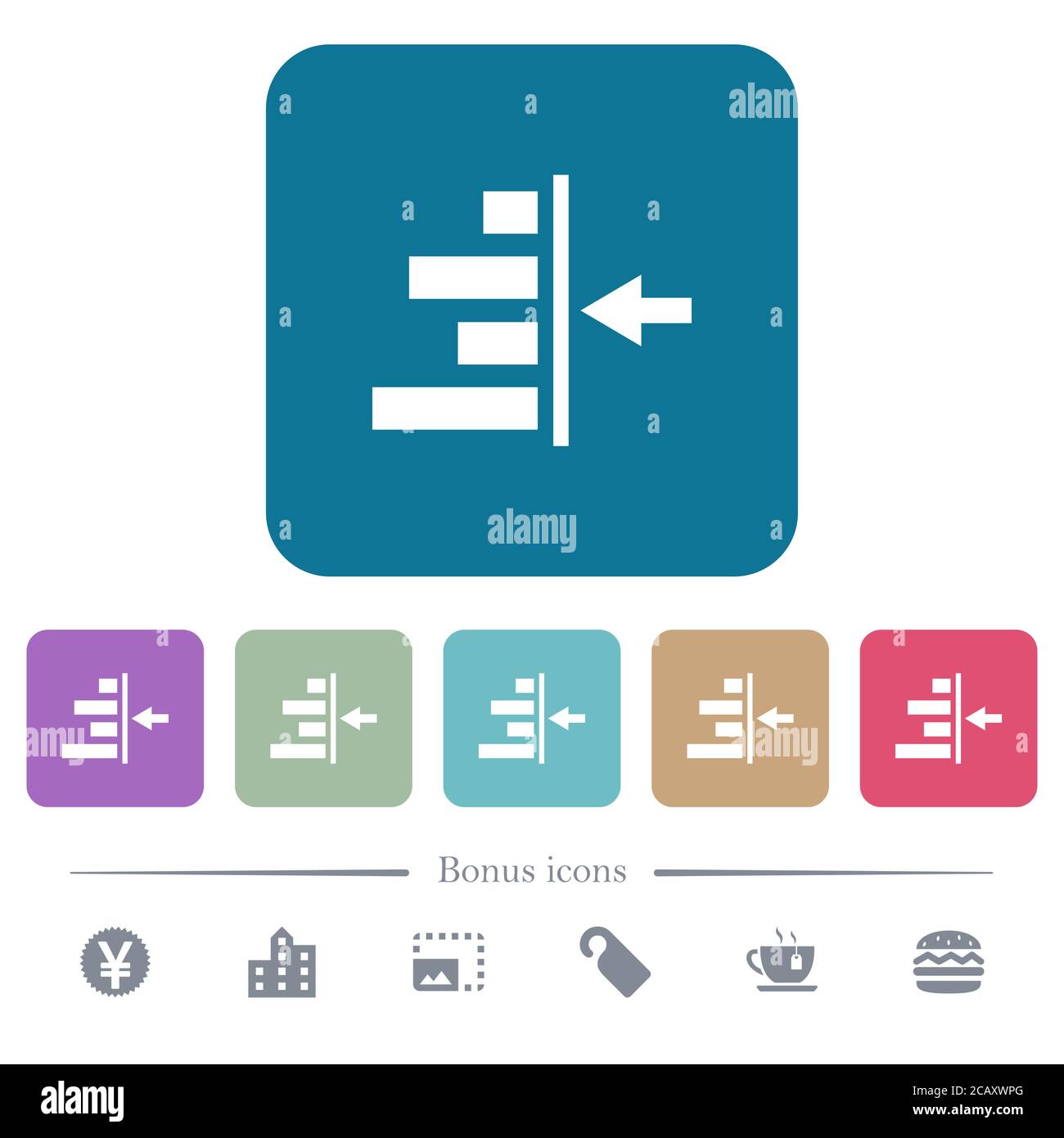 Increase Right Indentation Of Content White Flat Icons On Color Rounded Square Backgrounds 6