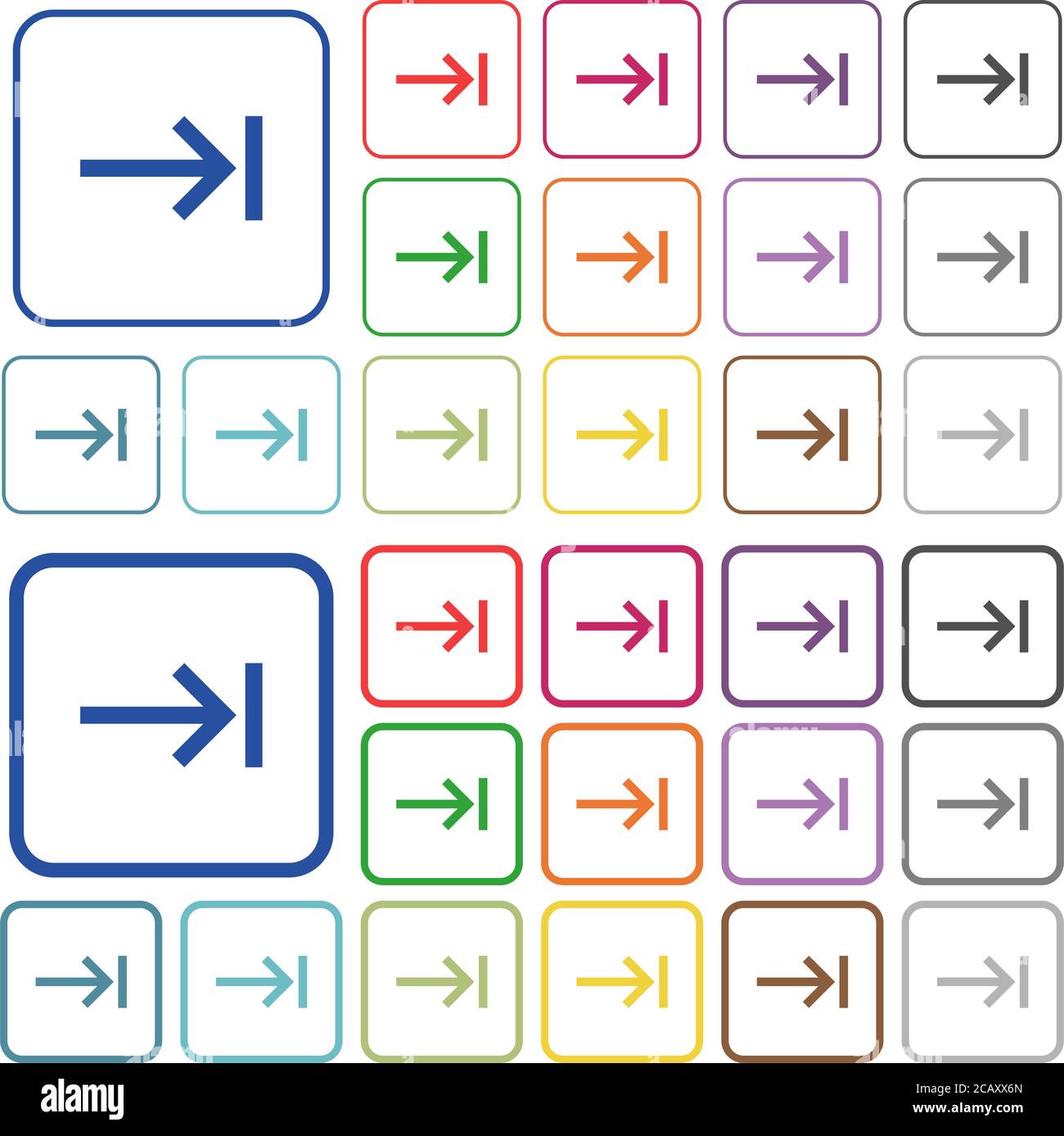 Keyboard tab color flat icons in rounded square frames. Thin and thick versions included Stock ...