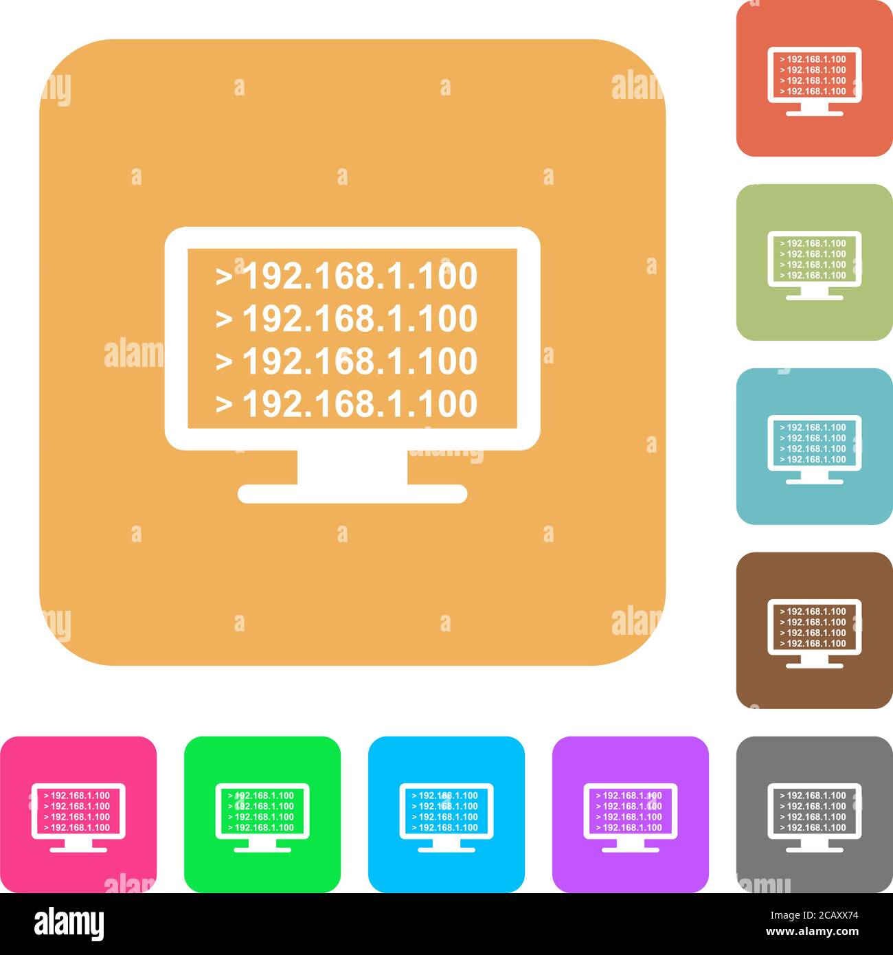 Ping remote computer flat icons on rounded square vivid color ...