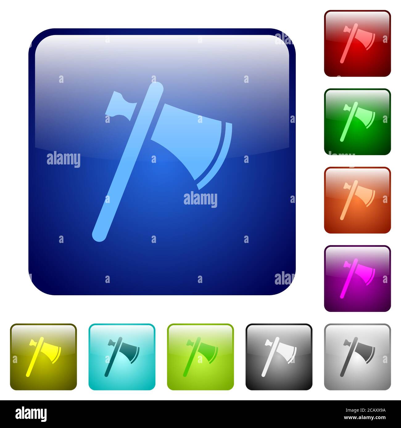 Single tomahawk icons in rounded square color glossy button set Stock ...