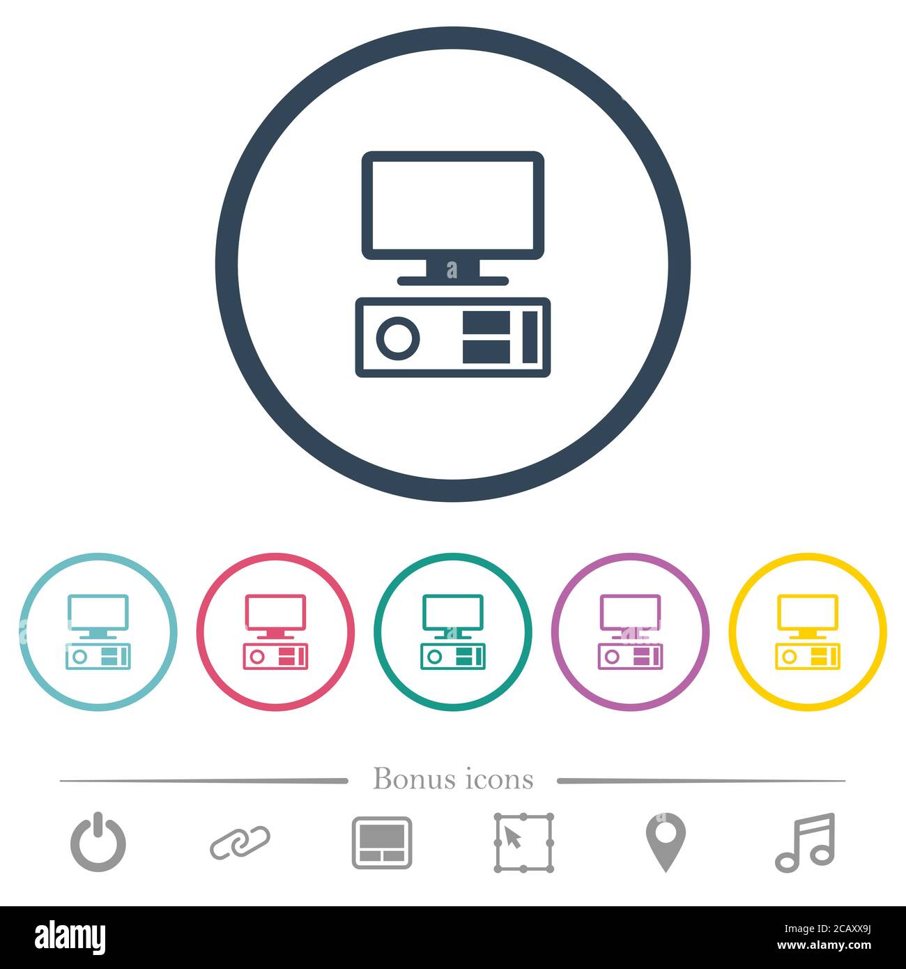 Old personal computer flat color icons in round outlines. 6 bonus icons ...
