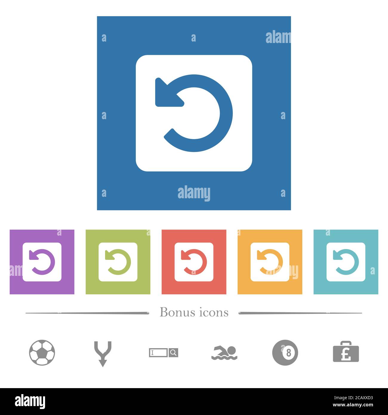 Rotate left flat white icons in square backgrounds. 6 bonus icons ...