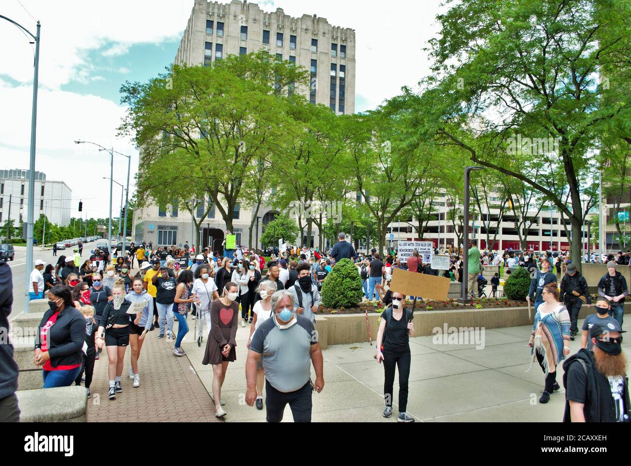 Dayton, Ohio, United States 05/30/2020 protesters at a black lives ...