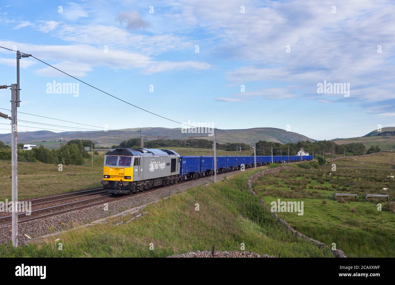 DC Railfreight class 60 locomotive 60055 hauling a freight train of ...