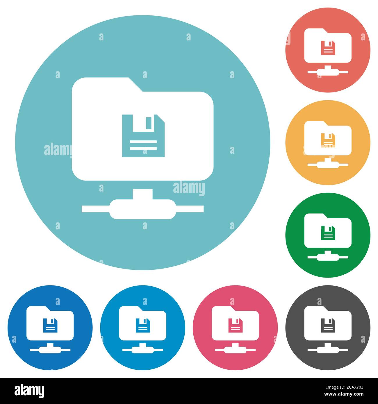 FTP save flat white icons on round color backgrounds Stock Vector Image ...