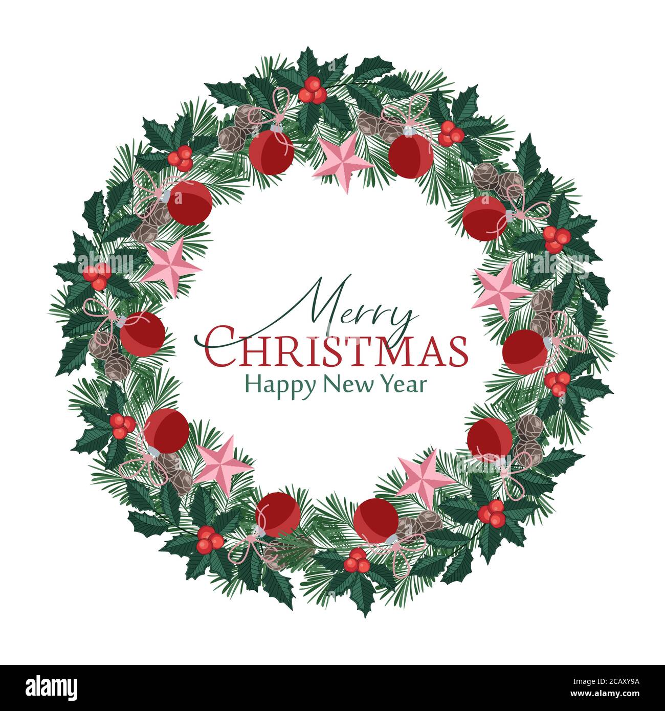 Christmas wreath ornaments round Stock Vector Images - Alamy