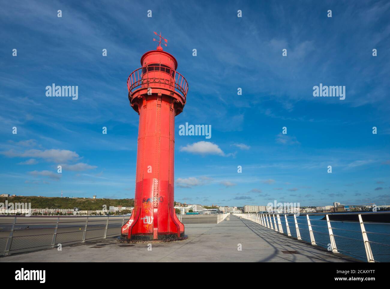 Abstract view of a red pier lighthouse Stock Photo - Alamy