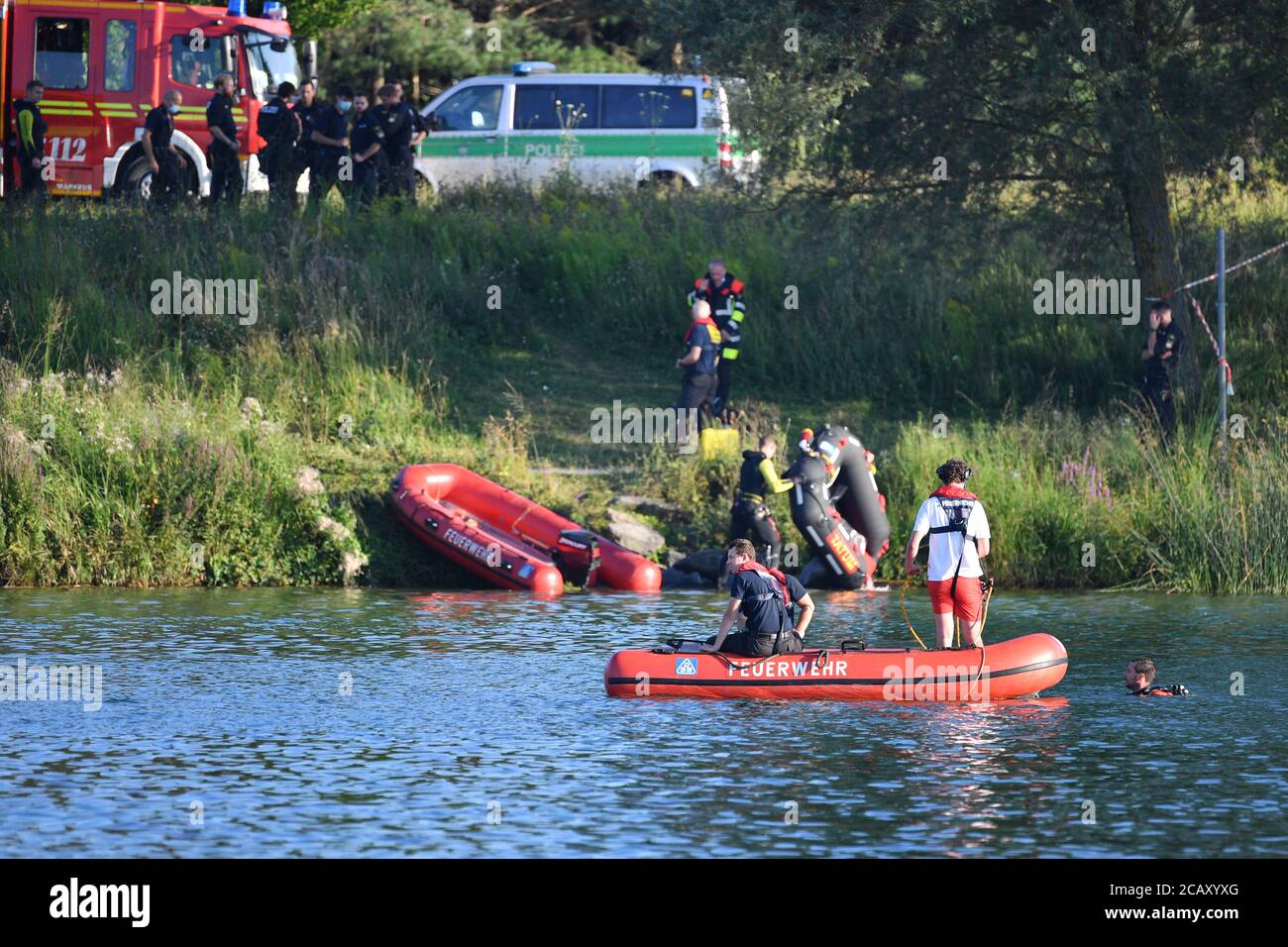 Large-scale operation, rescue operation at the Riemer See on August 10 ...