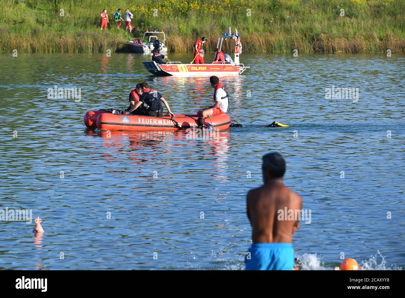 Large-scale operation, rescue operation at the Riemer See on August 10 ...
