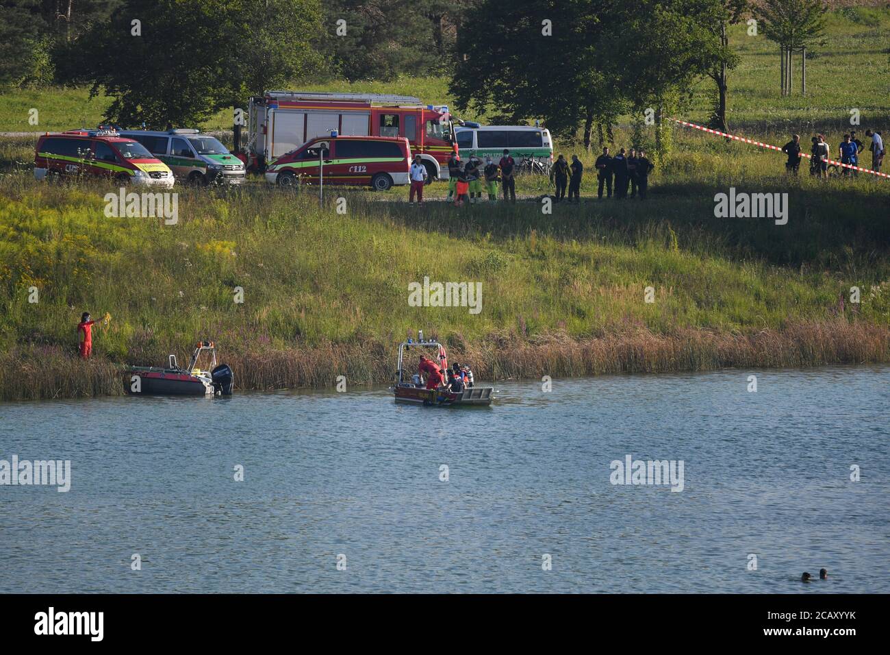 Large-scale operation, rescue operation at the Riemer See on August 10 ...