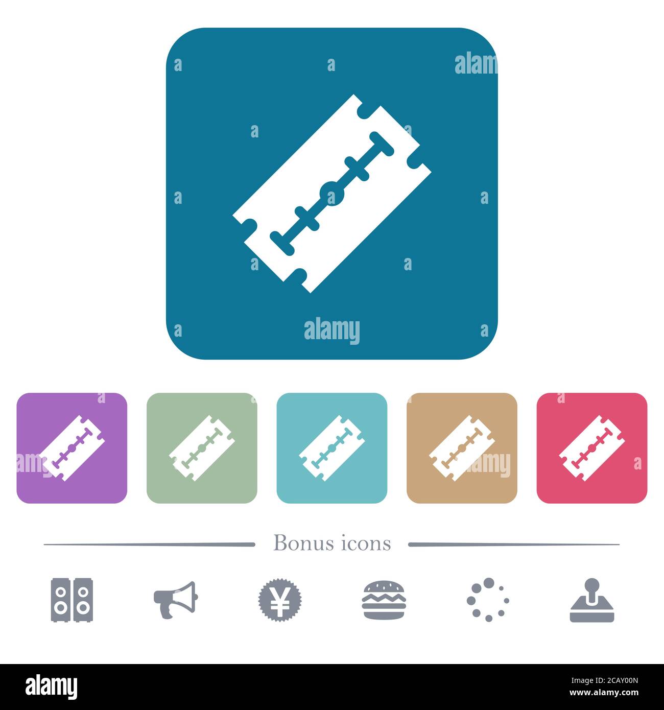 Razor blade white flat icons on color rounded square backgrounds. 6 ...
