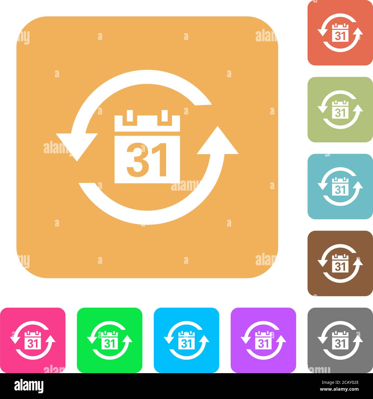 Monthly subscription flat icons on rounded square vivid color ...