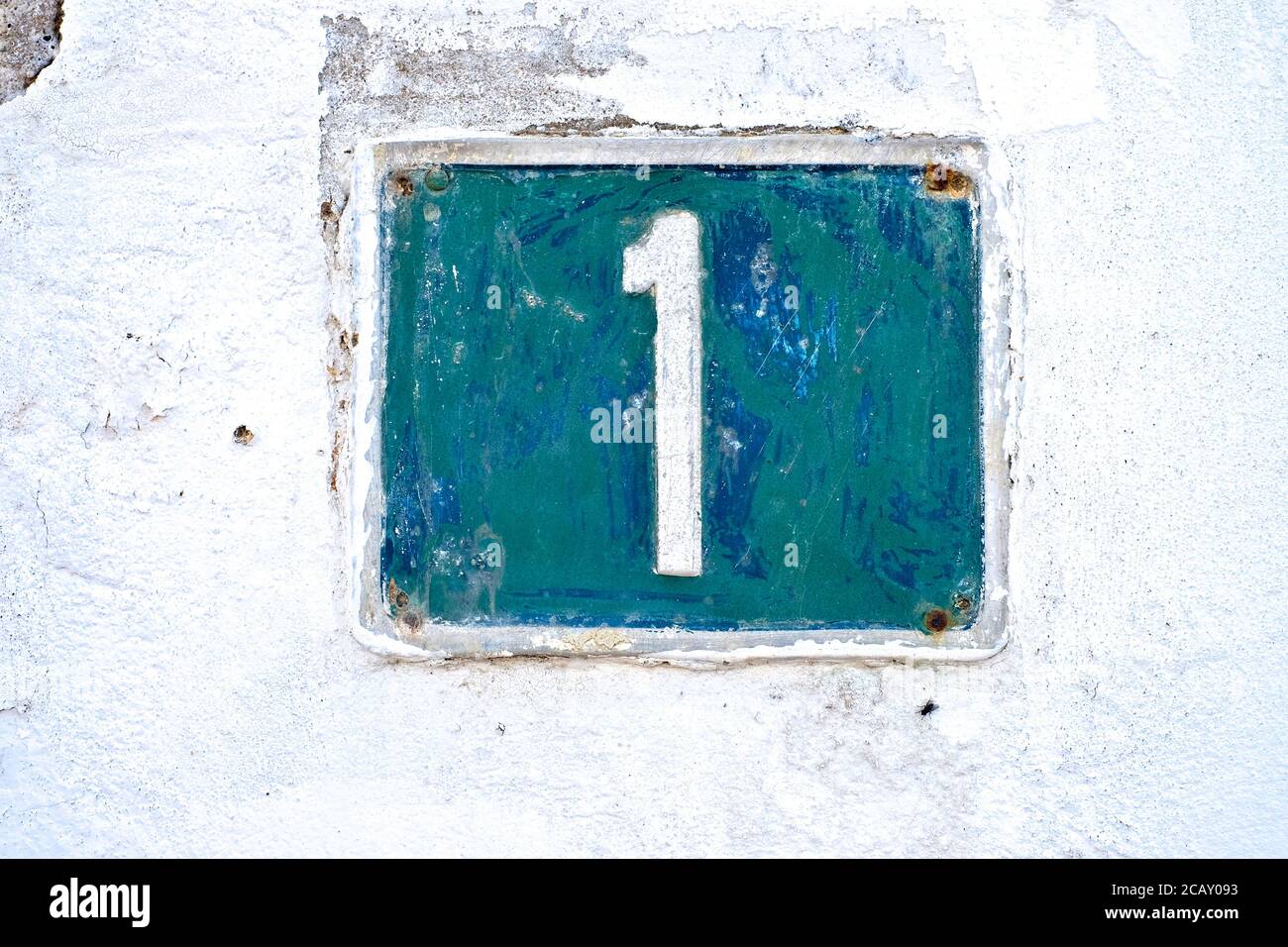 1, number one, decorative grungy numeral on white surface Stock Photo ...