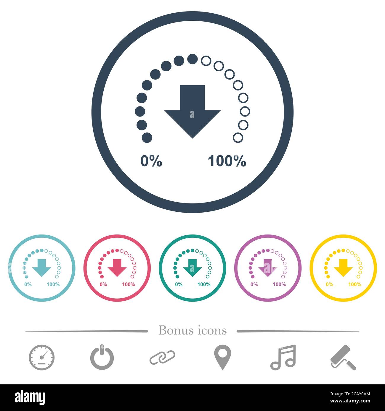 Download in progress flat color icons in round outlines. 6 bonus icons ...