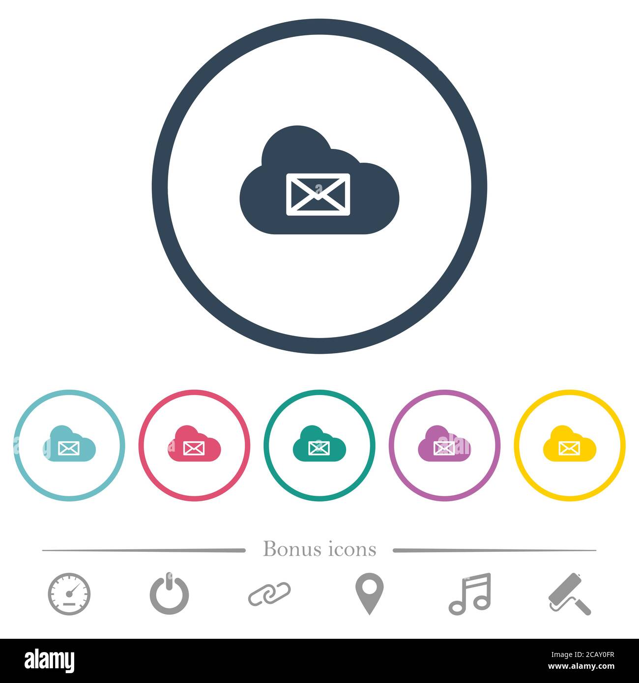 Cloud mail system flat color icons in round outlines. 6 bonus icons ...