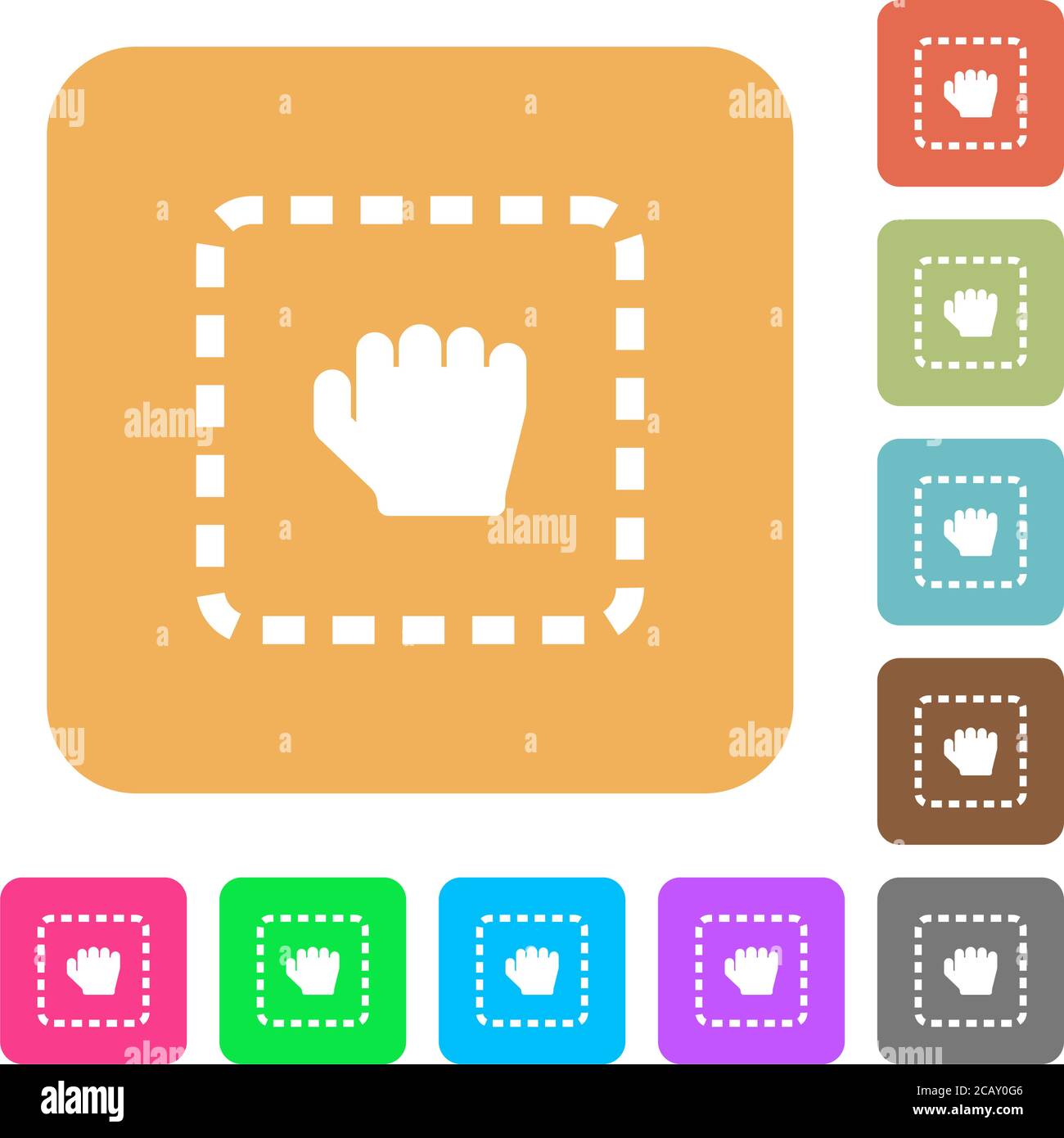 Drag item flat icons on rounded square vivid color backgrounds Stock ...