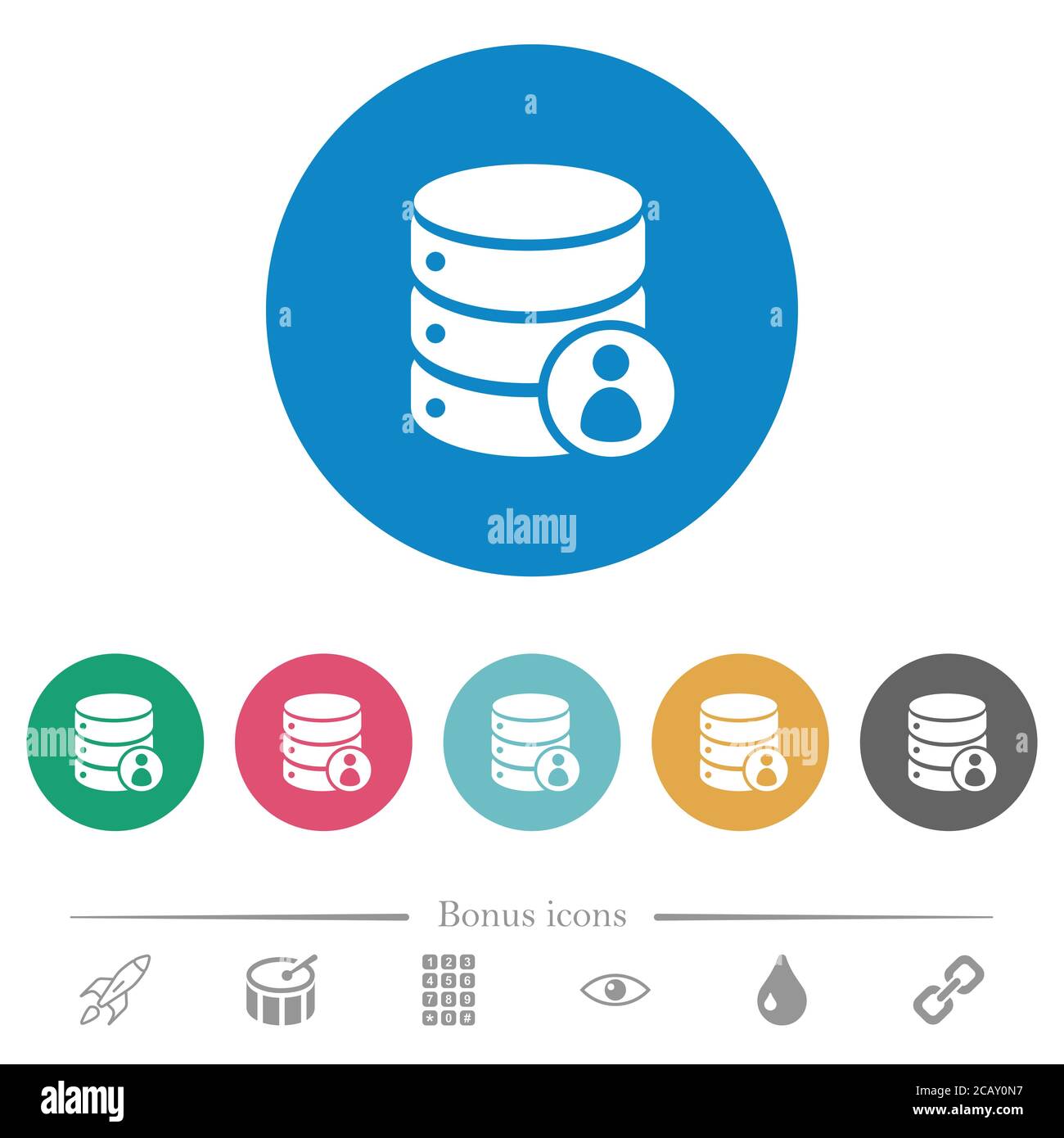 Database privileges flat white icons on round color backgrounds. 6 ...