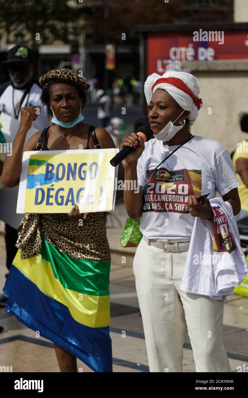 Paris, France. 8th August, 2020. Rally of Gabonese who demand the ...