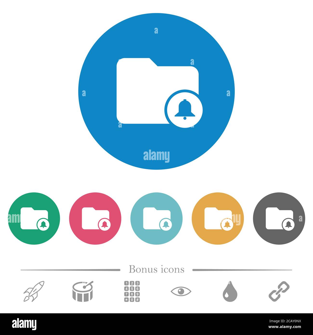 Directory alerts flat white icons on round color backgrounds. 6 bonus ...